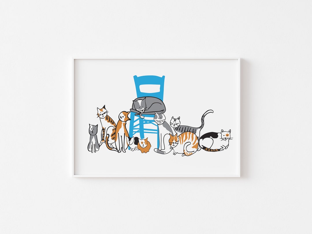 Greek Cats - Greek Cat Illustration - Cat Gift - Art Print - Etsy