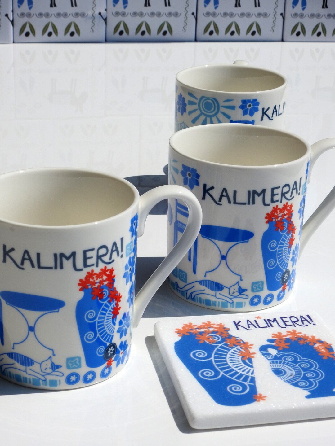 370ml KALIMERA - Ceramic Mug - Greek Cup - Greek Mug - Greek Gift ...