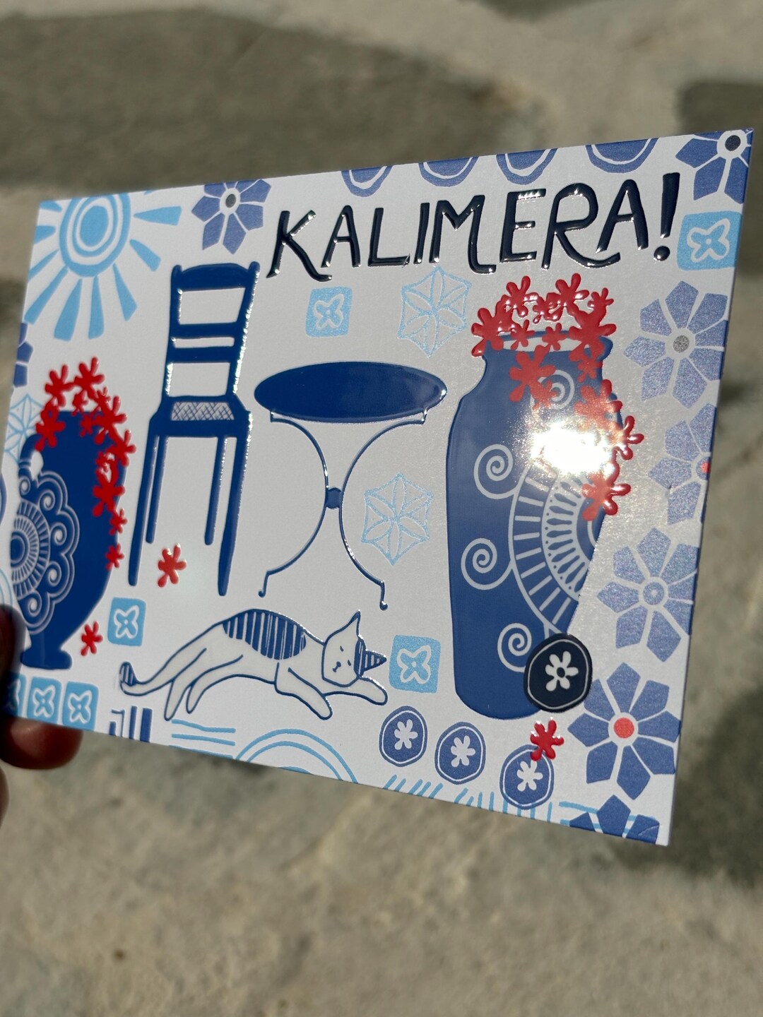 Kalimera - ΚΑΛΗΜΕΡΑ - High Gloss Finish - Greek Cat - Greek Pots ...