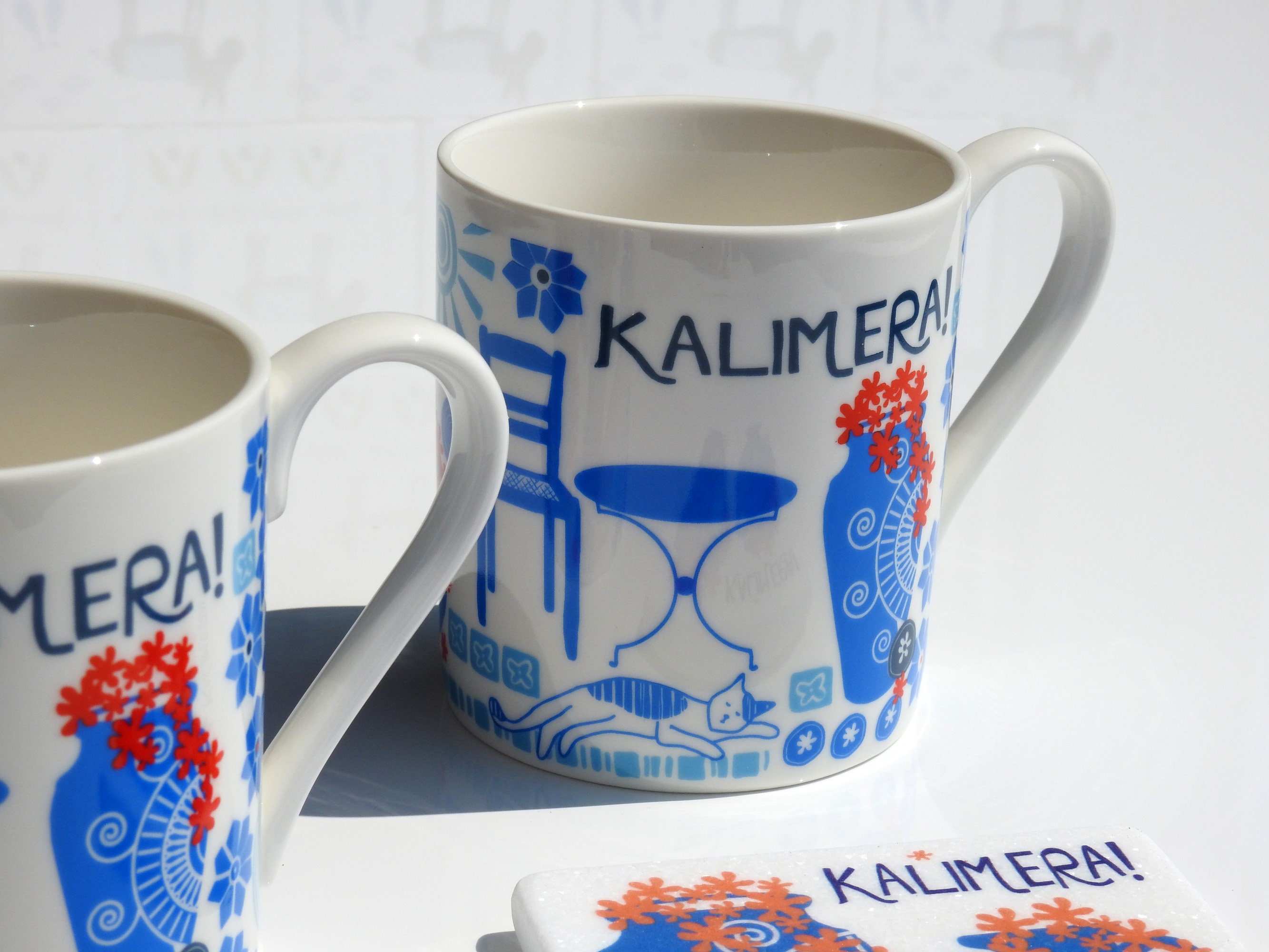 370ml KALIMERA - Ceramic Mug - Greek Cup - Greek Mug - Greek Gift ...