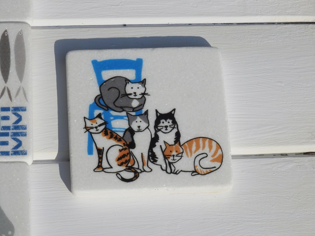 Greek Marble Coaster - Greek Cats - Marble Item - Greek Gift - Greek ...