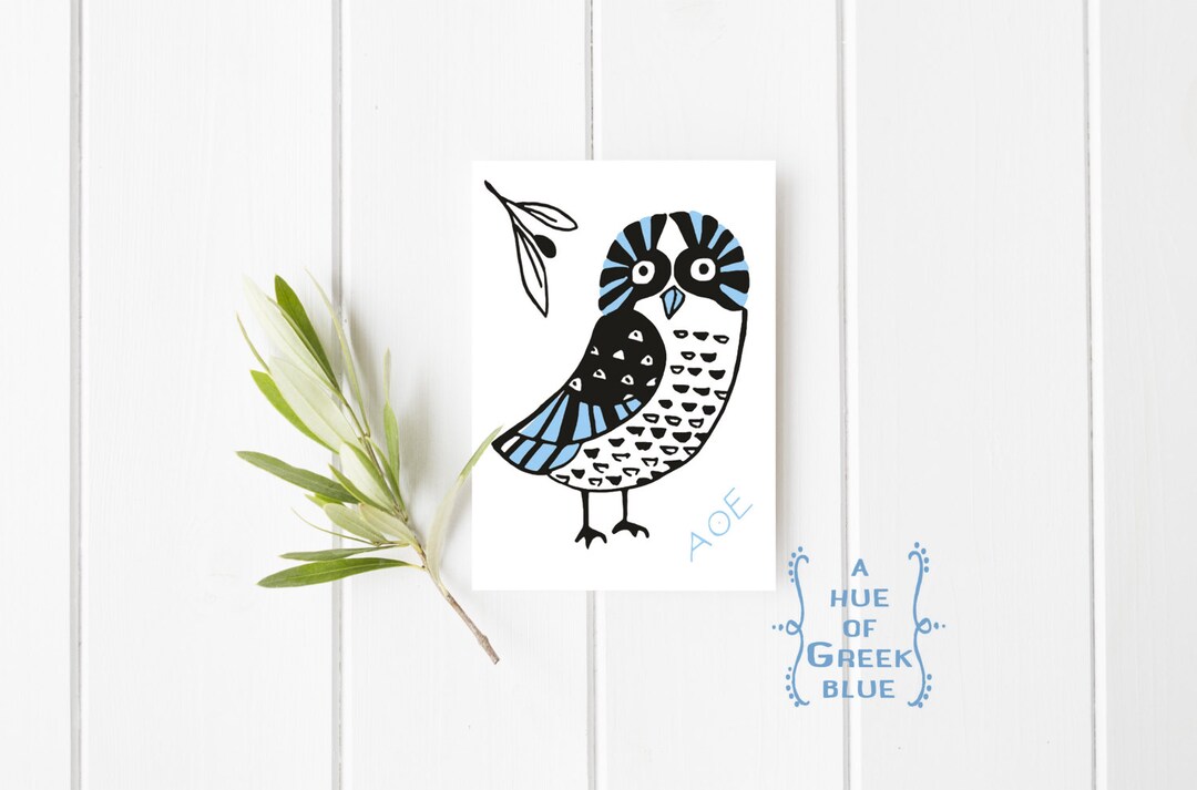 Owl of Athens Postcard - Greek Illustration - Etsy