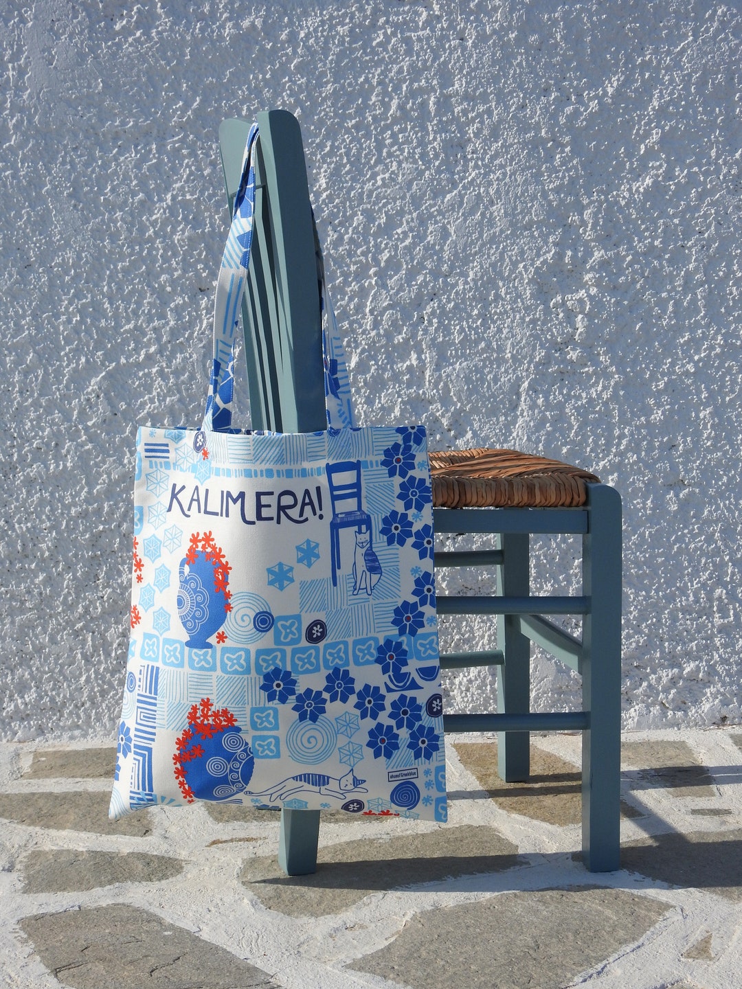 Kalimera Heavy Cotton Canvas Tote - Greek Tote Bag - Greek Gift ...