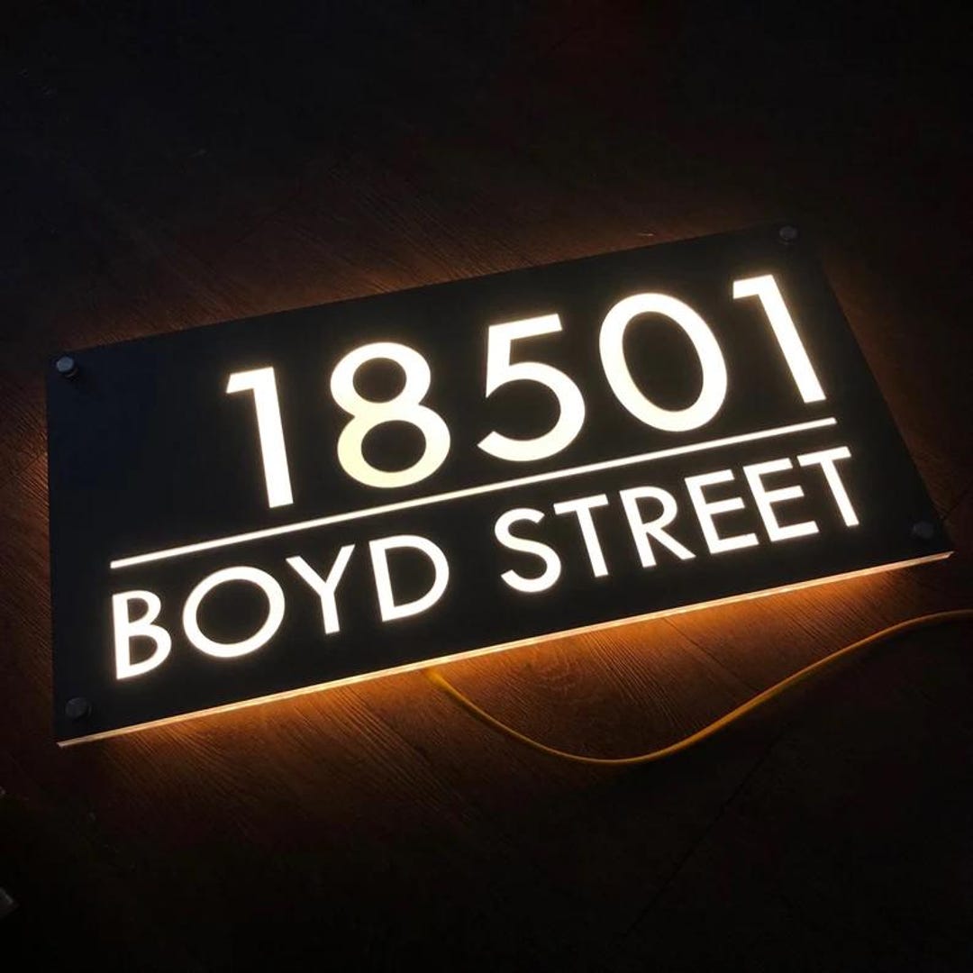 Custom Neon Sign,modern House Number Sign,house Name Signs,door Number ...