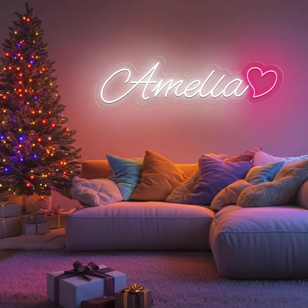Custom Name Neon Sign With Heart,christmas Gift,baby Name Sign,name ...