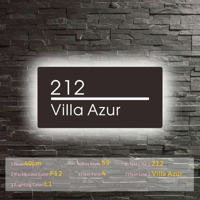 LED House Number Sign,street Name Signage,modern Home Sign,house Number ...