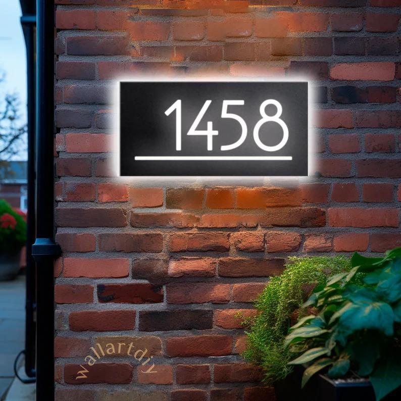 LED House Number Sign,street Name Signage,modern Home Sign,house Number ...