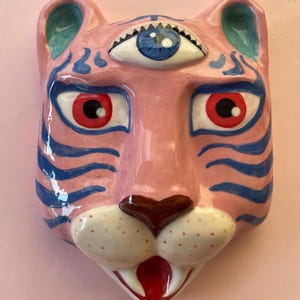 Tiger Ceramic Mask - Emblem of Power and Grace - Wall Decor - Wildlife ...