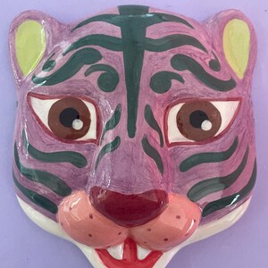 Tiger Mask, Hanging Ceramic Sculpture, Handmade Ceramic Mask, Feline ...