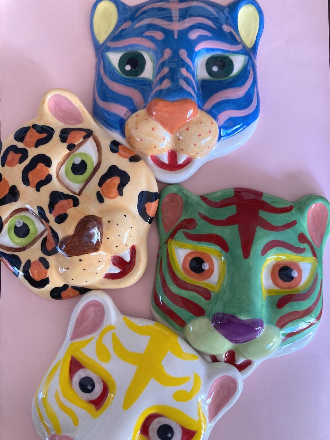 Tiger Mask, Hanging Ceramic Sculpture, Handmade Ceramic Mask, Feline ...