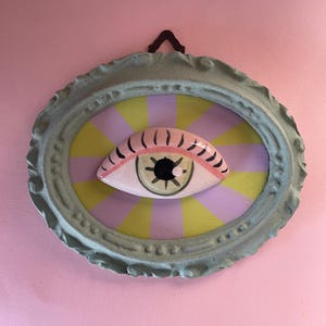 Ceramic Green Eye Sculpture With Baroque Oval Frame – Symbolic Wall ...
