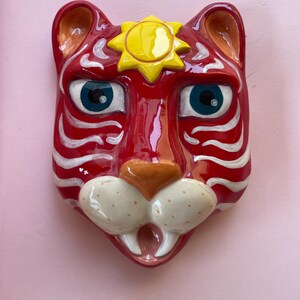 Tiger Ceramic Mask - Emblem of Power and Grace - Wall Decor - Wildlife ...
