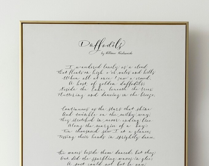 I Wandered Lonely as A Cloud Poem by William Wordsworth Home & Office ...