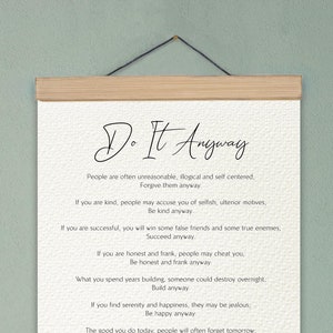 Do It Anyway Quote by Mother Teresa Do It Anyway Print Framed ...