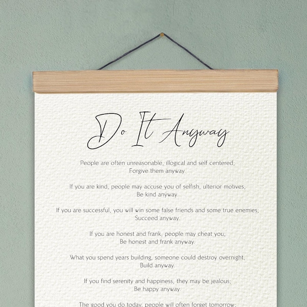 Mother Teresa Anyway Framed Poem - Etsy