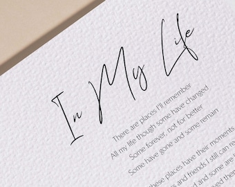 The Beatles Song Music Lyrics in My Life Poster Print. John Lennon ...