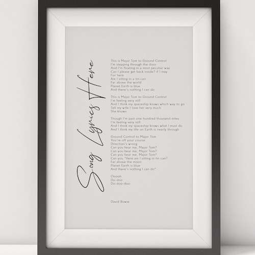 Custom Song Lyrics Print Framed Custom Made Song Lyrics - Etsy