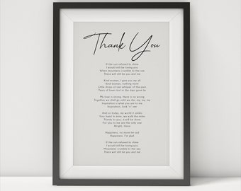 Led Zeppelin Poster Thank You Lyrics Led Zeppelin Lyric - Etsy