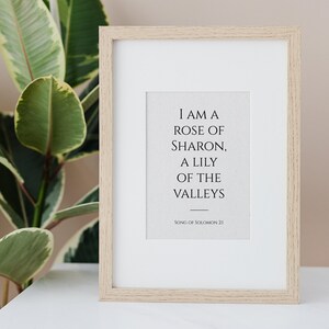 Song of Solomon 2:1 I Am a Rose of Sharon Bible Verse Print, Bible ...