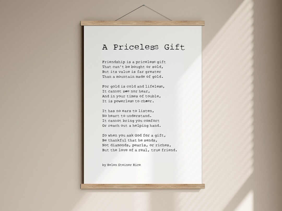 Friendship Gift - A Priceless Gift Bestie Poem Framed Poster for Friend ...
