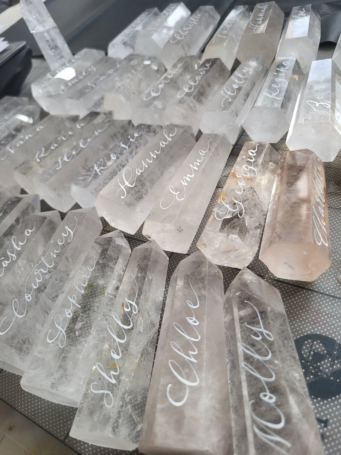Personalized Clear Quartz Crystal Point, Wedding Place Cards - Etsy