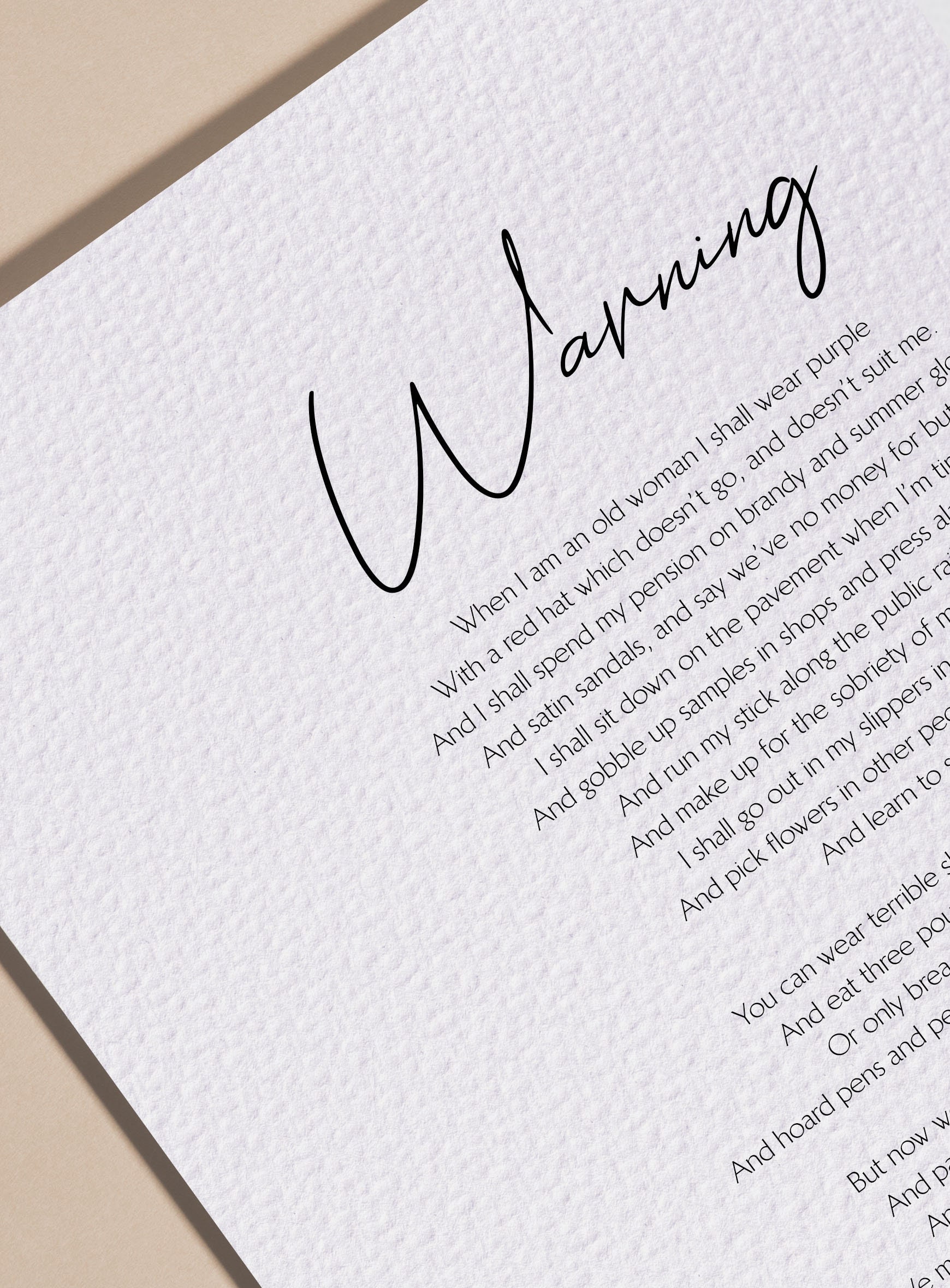 Warning Print by Jenny Joseph Warning Framed Poem by Jenny | Etsy UK