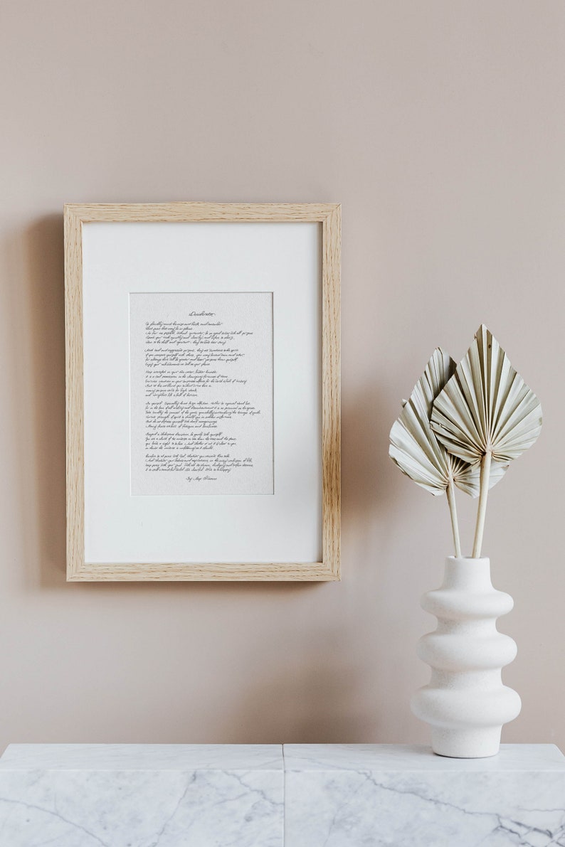 Desiderata Framed Handwritten Print by Max Ehrmann - Etsy