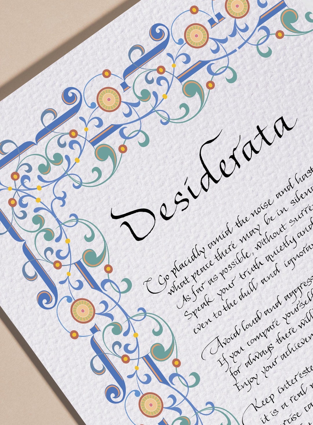 Desiderata Poem Print, Poetry Print, Poem Print, Law of Attraction, Art ...