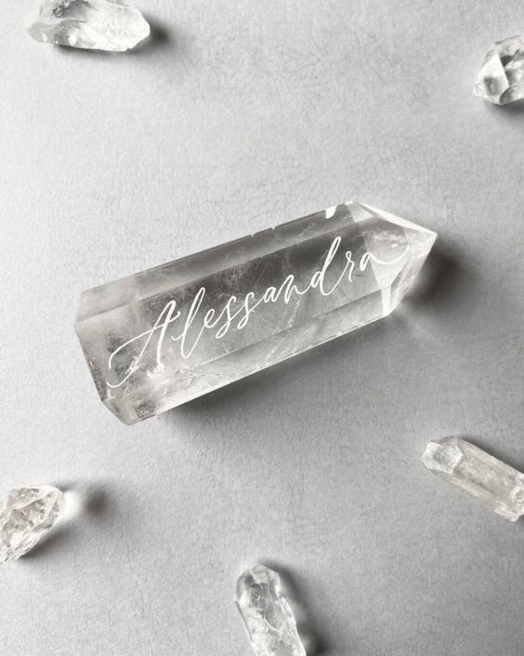 Personalised Clear Quartz Crystal Point, Wedding Place Names, Free ...