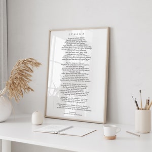 ITHAKA Print Framed Ithaka Poem Ithaka Poster by C.P. Cavafy Black and ...