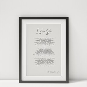 I Love You Print by Ella Wheeler Wilcox Framed Poem, Ella Wheeler ...