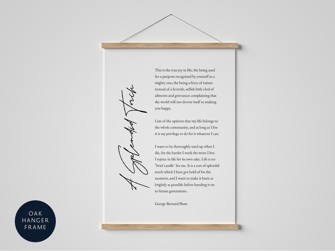 A Splendid Torch Poster by Irish Playwright George Bernard Shaw, Wooden ...