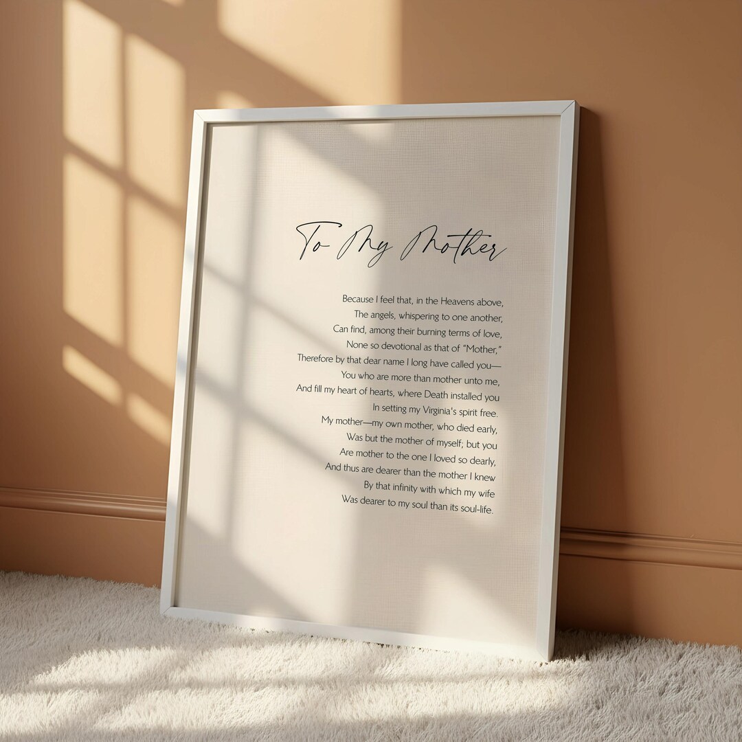 To My Mother Poem Print | Edgar Allan Poe Poetry | Vintage Literary ...