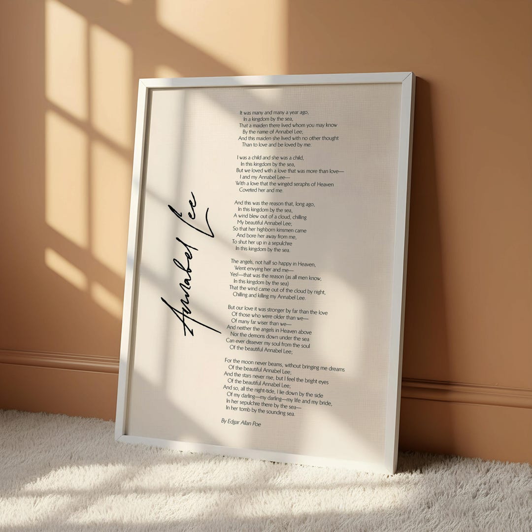 Annabel Lee Poem Print | Edgar Allan Poe Love Poem | Gothic Romantic ...