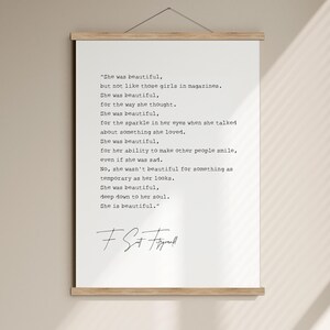She Was Beautiful Print by F Scott Fitzgerald, Framed Gifts for ...