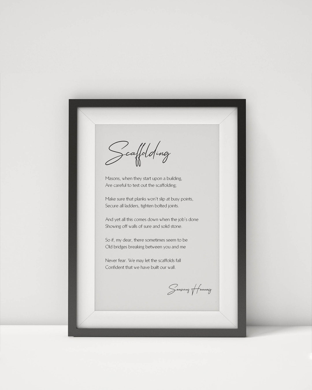 Scaffolding Print by Seamus Heaney Framed Poster Poet Seamus Heaney ...