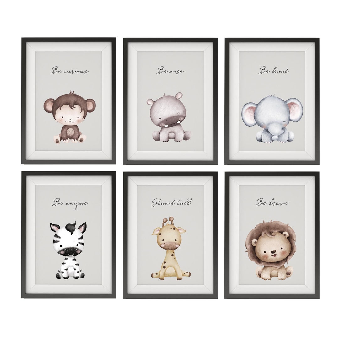 Affirmation Safari Animal Nursery Decor, Safari Wall Art, Baby Animal ...
