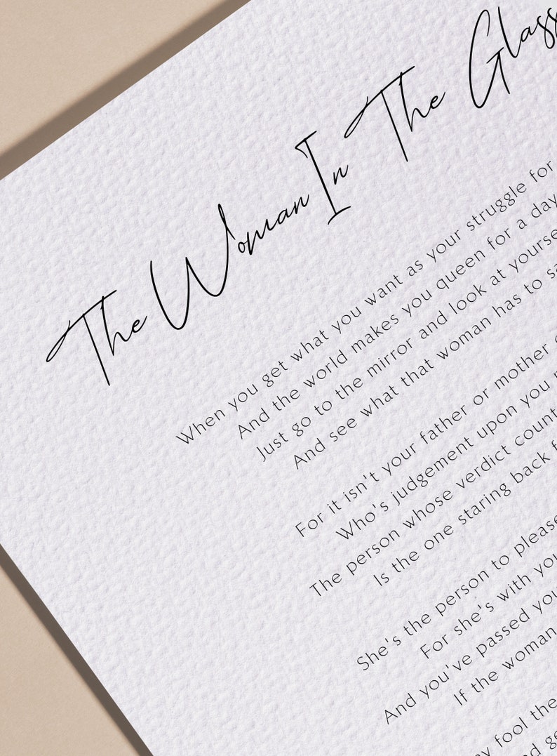 The Woman in the Glass Print Framed Poem by Dale Wimbrow - Etsy