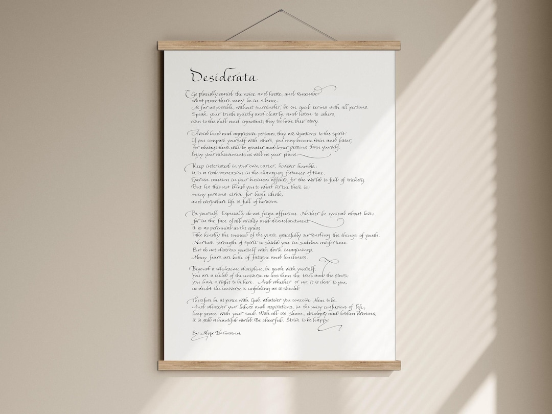 Desiderata Print With Optional Oak Hanger Frame - Etsy