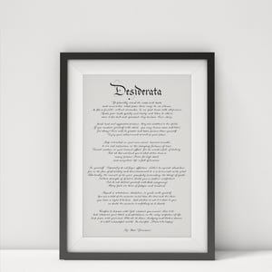 Desiderata Calligraphy Print Framed Print Poem by Max Ehrmann ...