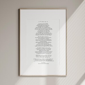 ITHAKA Print Framed Ithaka Poem Ithaka Poster by C.P. Cavafy Black and ...