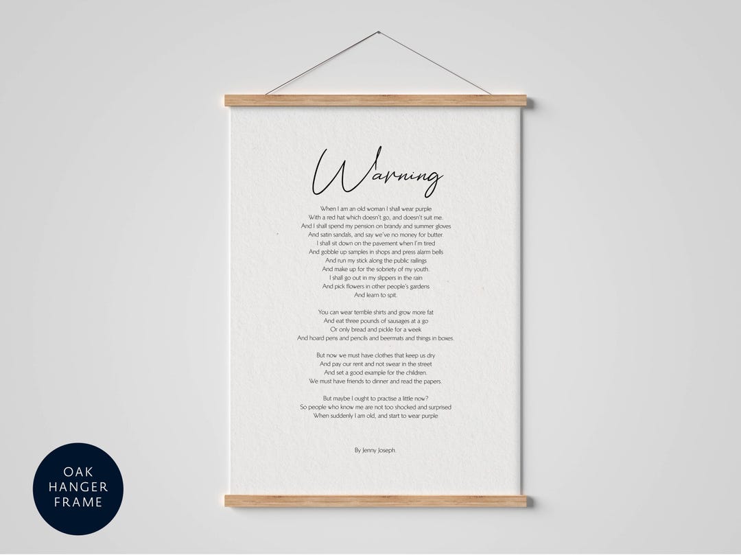 Warning Poem Print by Jenny Joseph – Wear Purple Quote - Etsy