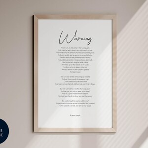 Warning Print by Jenny Joseph - Warning Framed Poem by Jenny Joseph ...