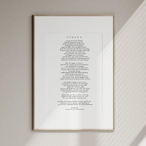 ITHAKA Print - Framed Ithaka Poem - Ithaka Poster by C.P. Cavafy Black ...