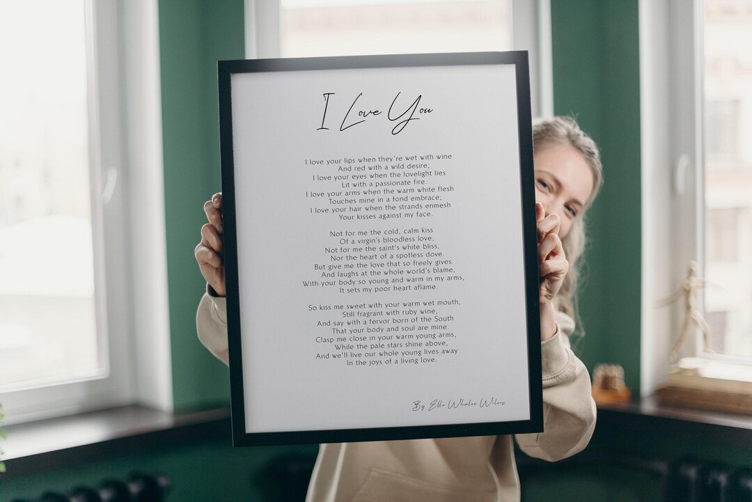 I Love You Print by Ella Wheeler Wilcox Framed Poem, Ella Wheeler ...