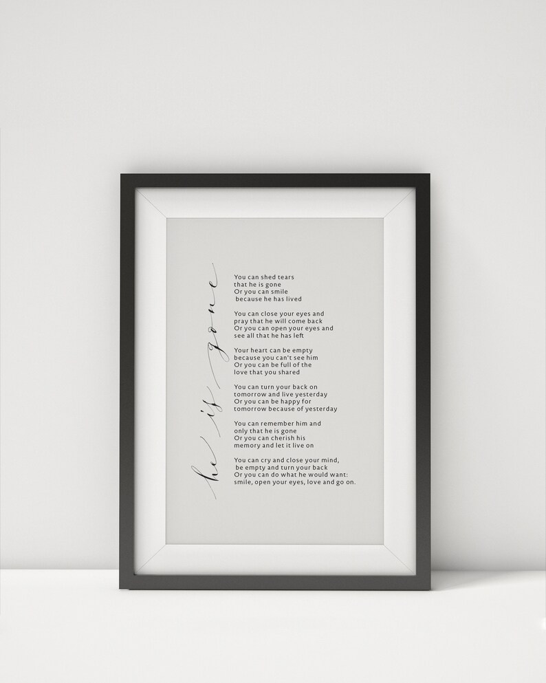 He is Gone Funeral Reading Print Poem Bereavement Gift - Etsy UK
