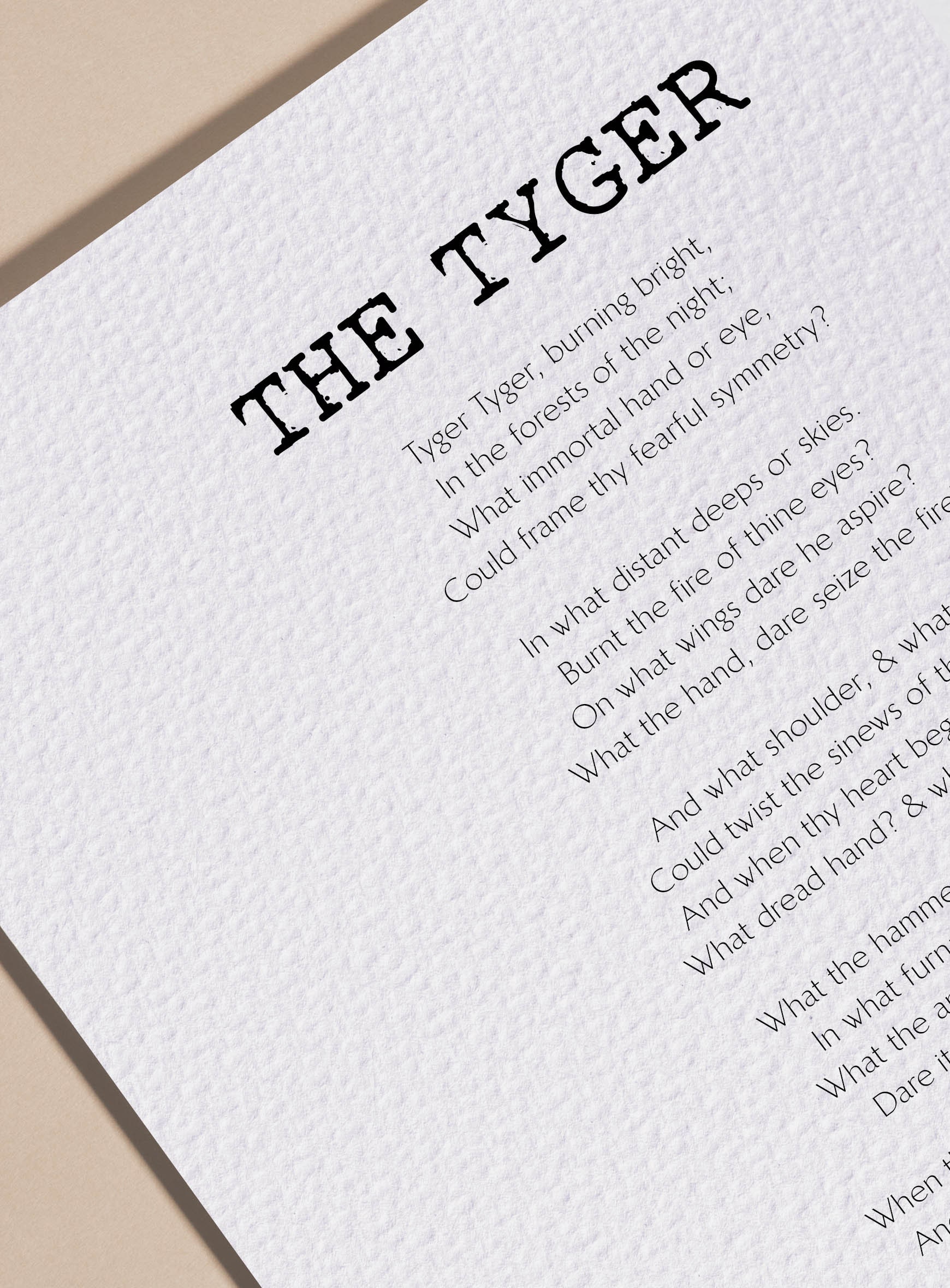 William Blake the Tyger Framed Quote Print the Tyger Poster - Etsy