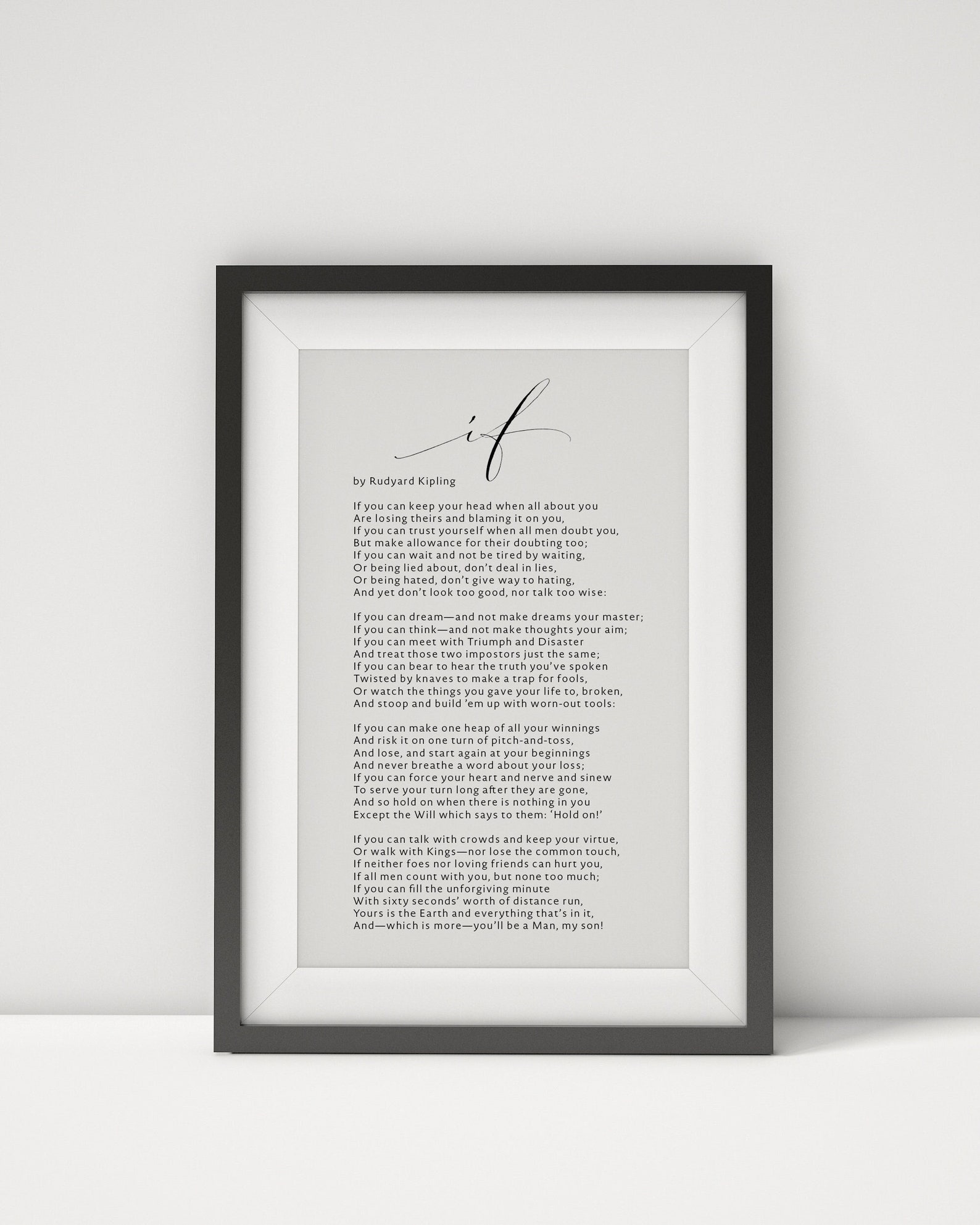 IF Rudyard Kipling Poem Framed Calligraphy & Typography - Etsy