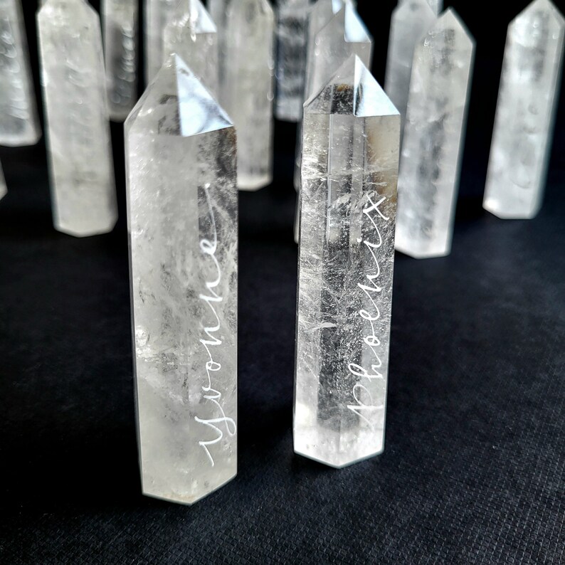 Personalized Clear Quartz Crystal Point, Wedding Place Cards - Etsy