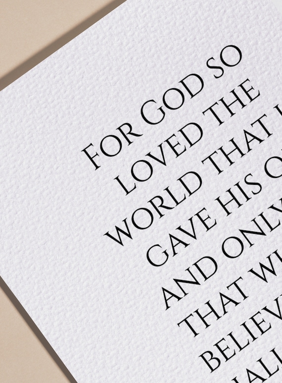 Jean 3:16 Car Dieu a tant aimé le monde Bible Verset Imprimer - Etsy France